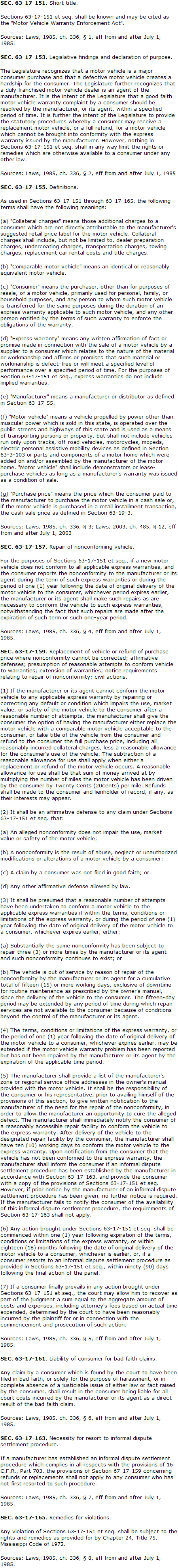 The Mississippi Lemon Law - Alex Simanovsky & Associates, LLC