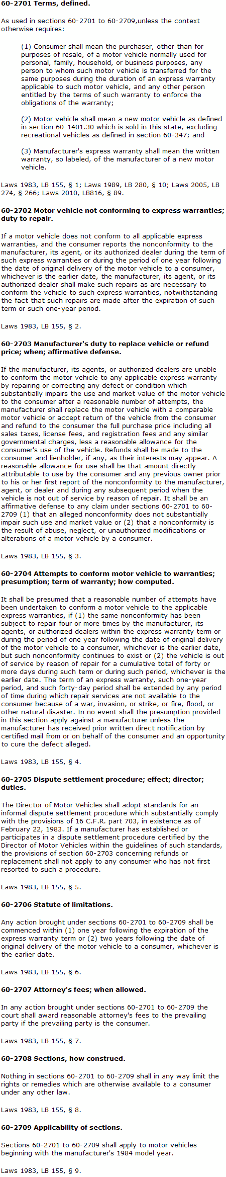 The Nebraska Lemon Law - Alex Simanovsky & Associates, LLC